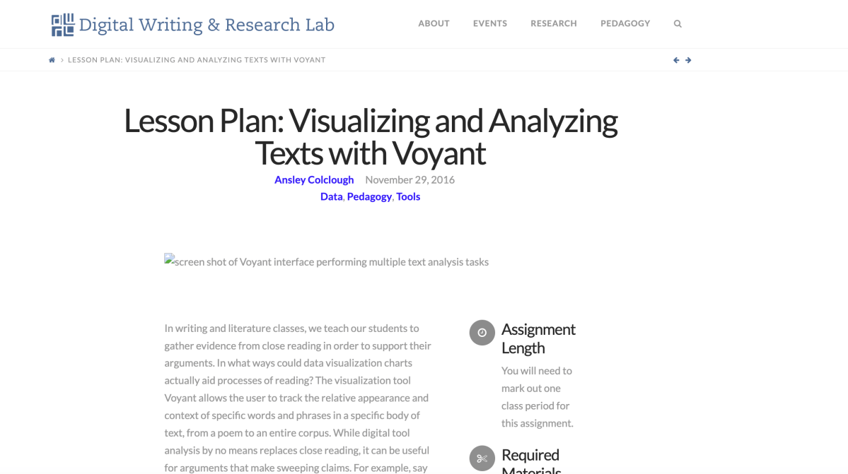 Throwback Tuesday: Lesson Plan: Visualizing and Analyzing Texts with ...